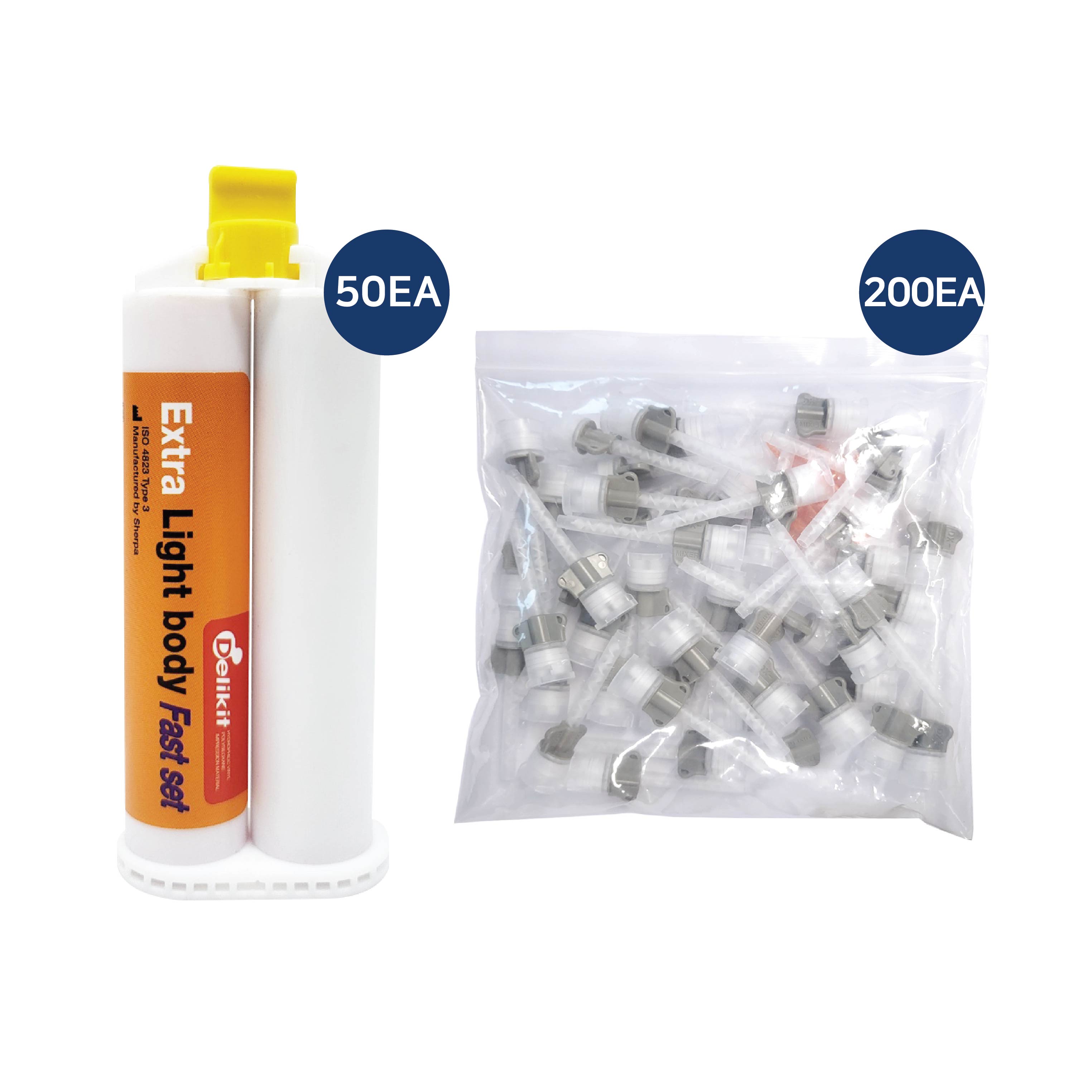 Delikit Extra Light Body Fast Set Jumbo Pack – 50x50ml + 200 Mixing Ti ...